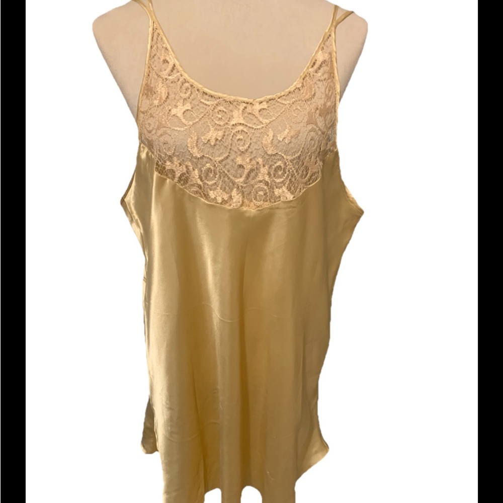 Secret Treasures Y2k Golden Satin Slip Dress Nightgow… - Gem